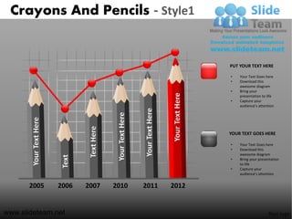 Crayons and pencils design 1 powerpoint ppt slides. | PPT