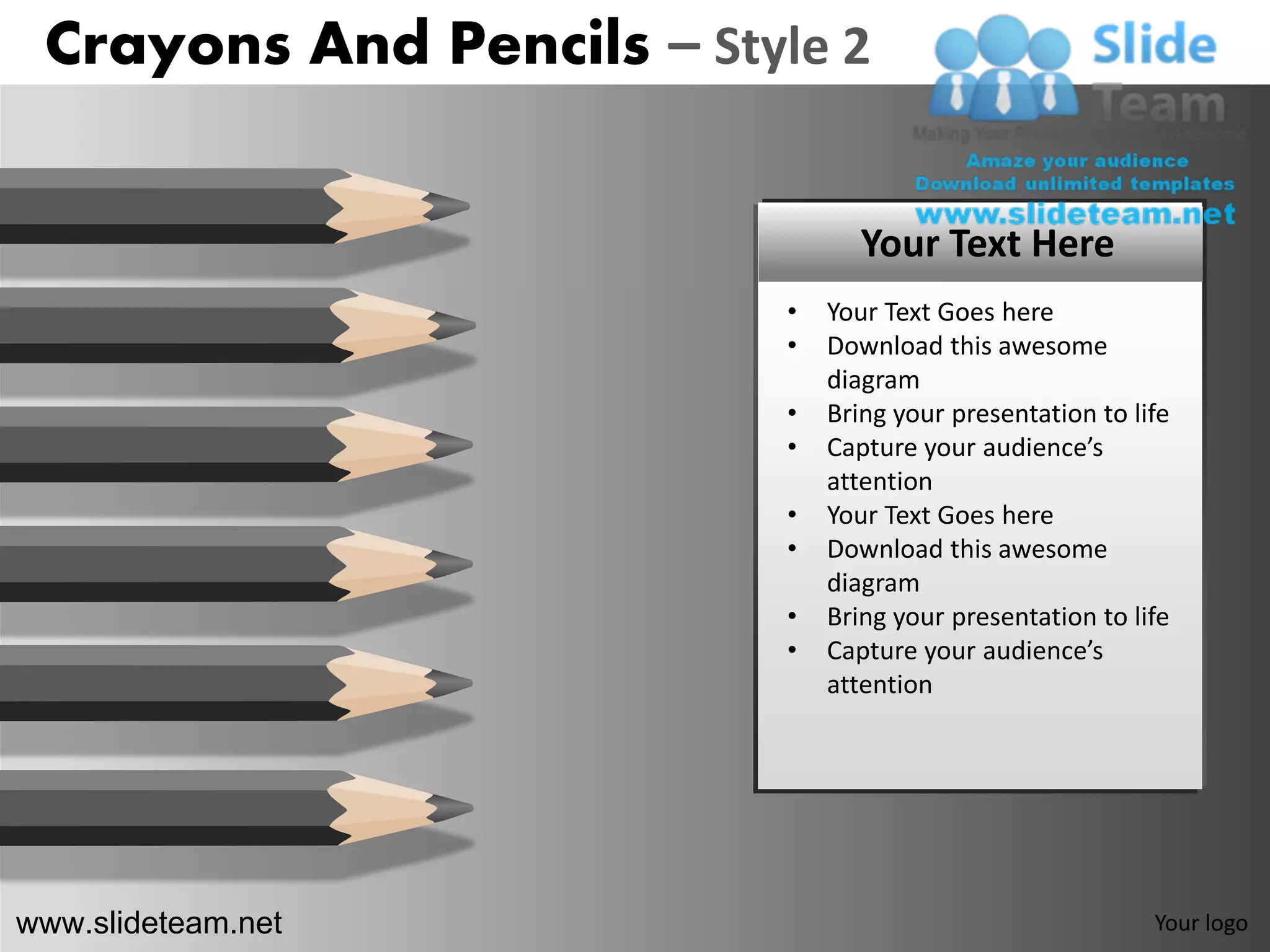 Crayons and pencils design 2 powerpoint presentation templates. | PPT