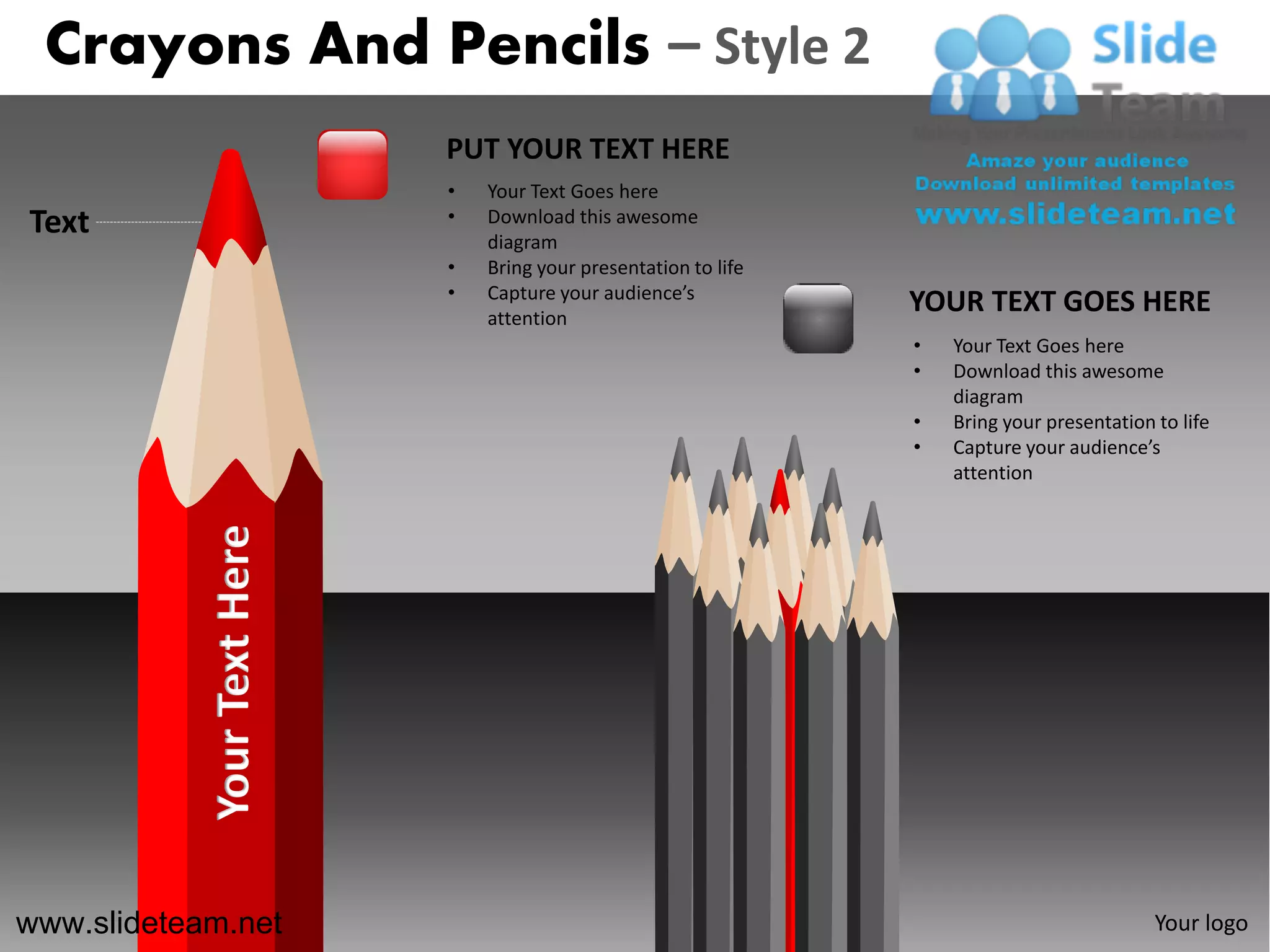 Crayons and pencils design 2 powerpoint presentation templates. | PPT