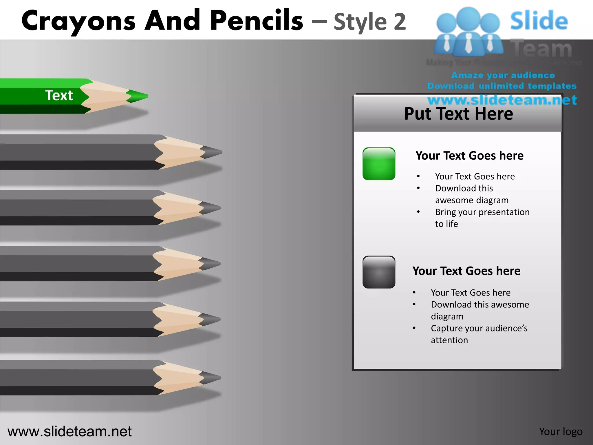Crayons and pencils design 2 powerpoint presentation templates. | PPT