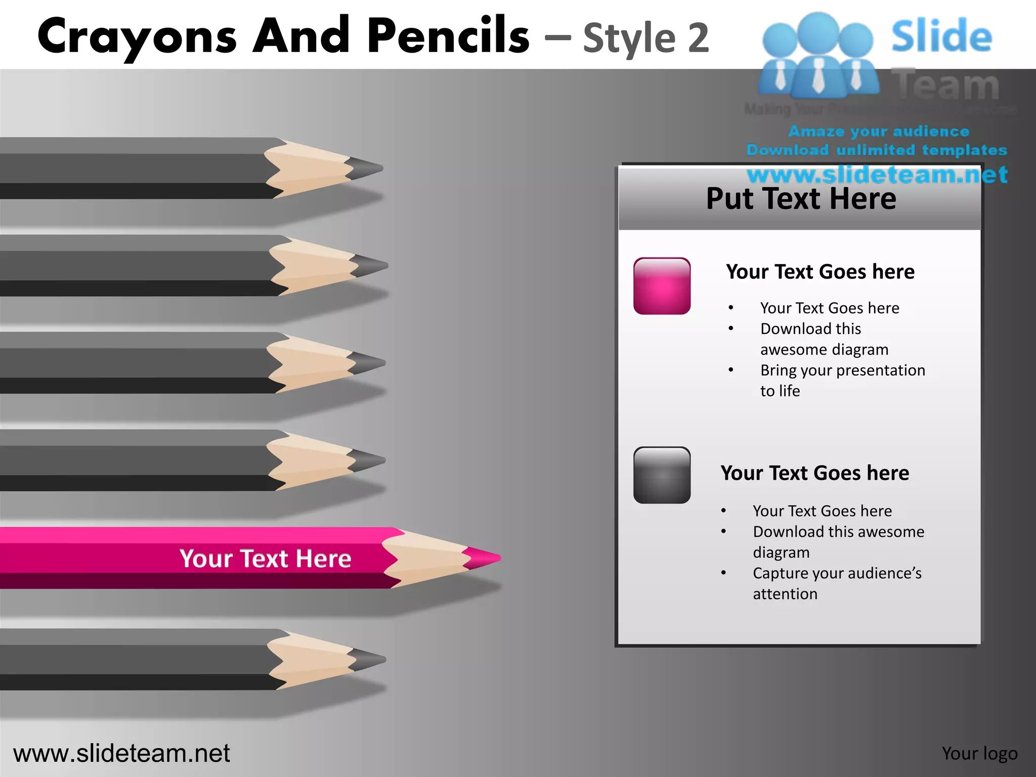 Crayons and pencils design 2 powerpoint presentation templates. | PPT