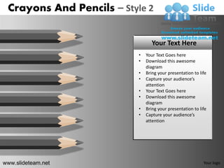 Crayons and pencils design 2 powerpoint presentation templates. | PPT
