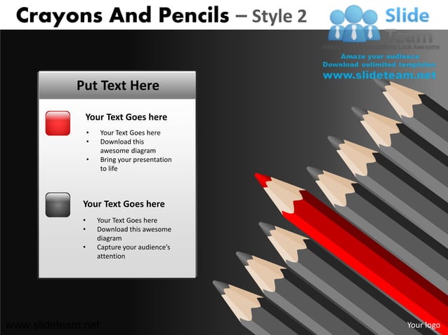 Crayons and pencils design 2 powerpoint presentation templates. | PPT