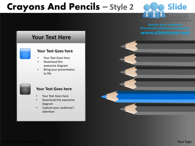 Crayons and pencils design 2 powerpoint presentation templates. | PPT