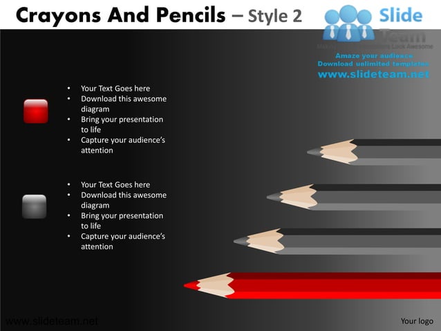 Crayons and pencils design 2 powerpoint presentation templates. | PPT