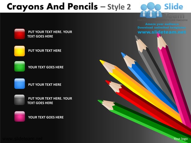 Crayons and pencils design 2 powerpoint presentation templates. | PPT