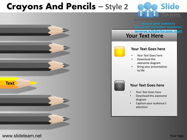 Crayons and pencils design 2 powerpoint presentation templates. | PPT