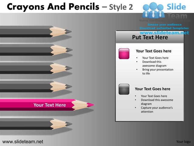 Crayons and pencils design 2 powerpoint presentation templates. | PPT