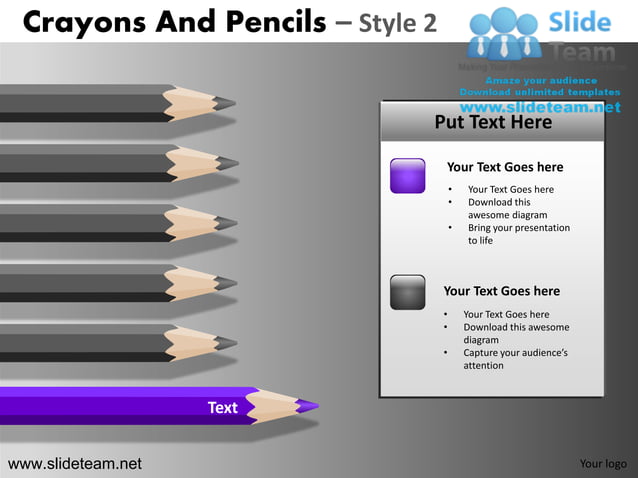 Crayons and pencils design 2 powerpoint presentation templates. | PPT