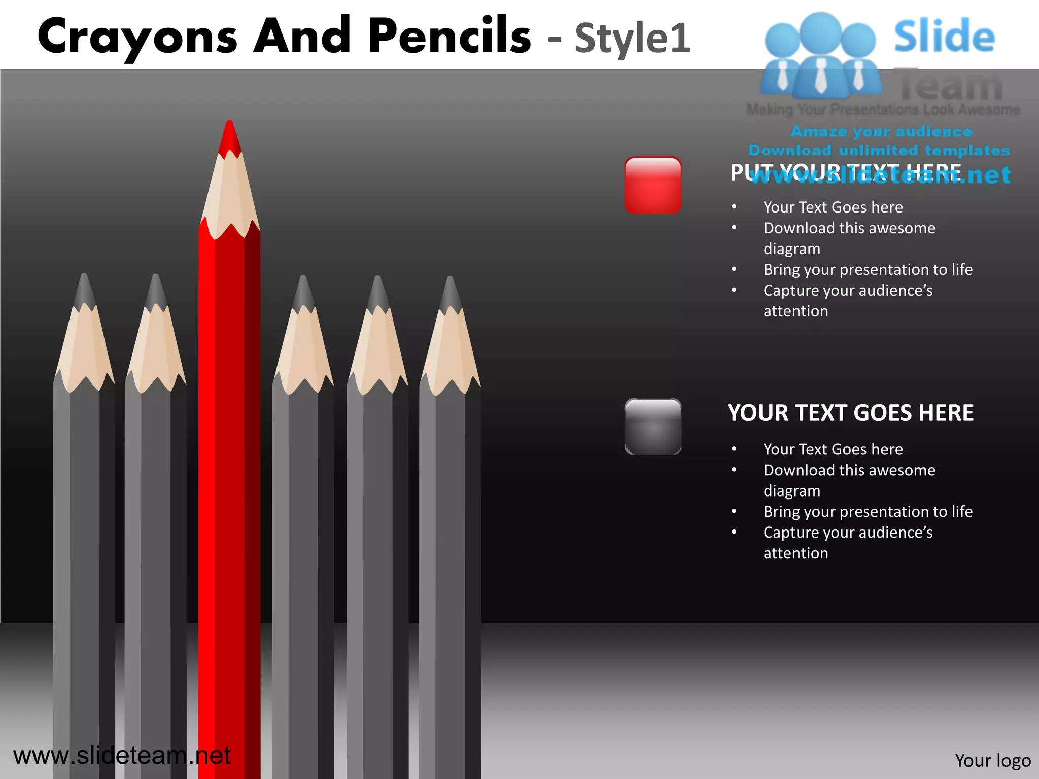 Crayons and pencils style design 1 powerpoint ppt slides. | PDF ...