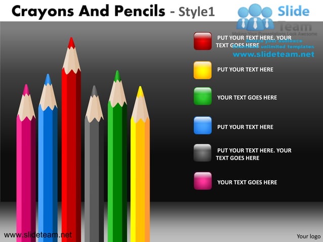 Crayons and pencils style design 1 powerpoint ppt slides. | PDF ...