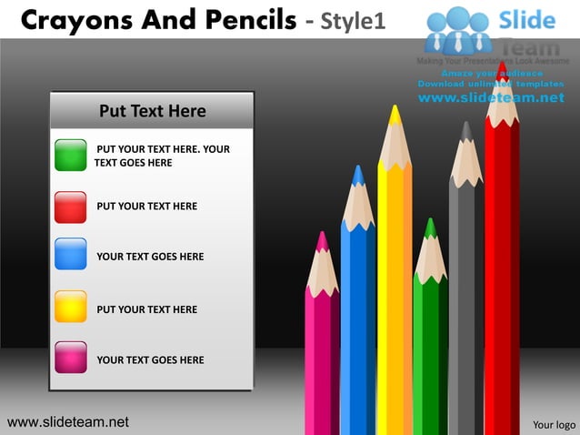 Crayons and pencils style design 1 powerpoint ppt slides. | PDF ...