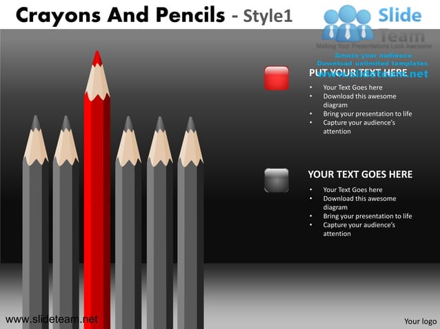 Crayons and pencils style design 1 powerpoint ppt templates. | PPT