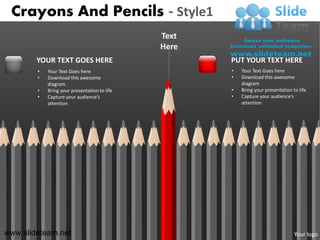 Crayons and pencils style design 1 powerpoint ppt templates. | PPT