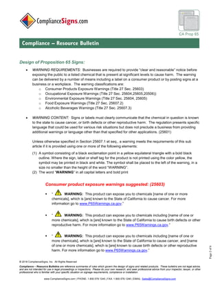 California Prop 65 / Title 27 Sign Requirements & Resources | PDF