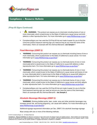 California Prop 65 / Title 27 Sign Requirements & Resources | PDF