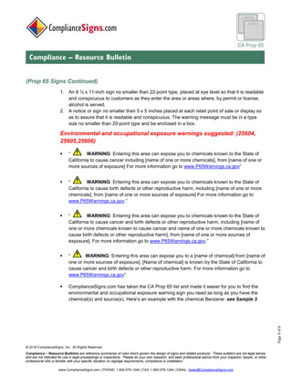 California Prop 65 / Title 27 Sign Requirements & Resources | PDF