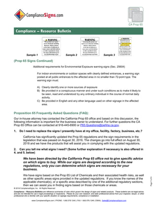 California Prop 65 / Title 27 Sign Requirements & Resources | PDF