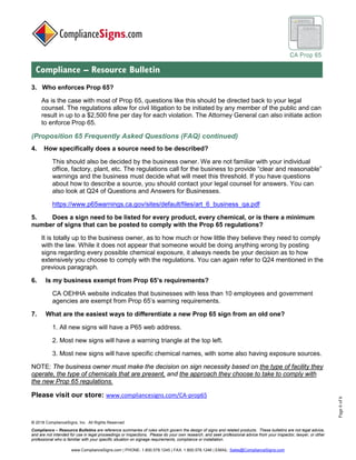 California Prop 65 / Title 27 Sign Requirements & Resources | PDF