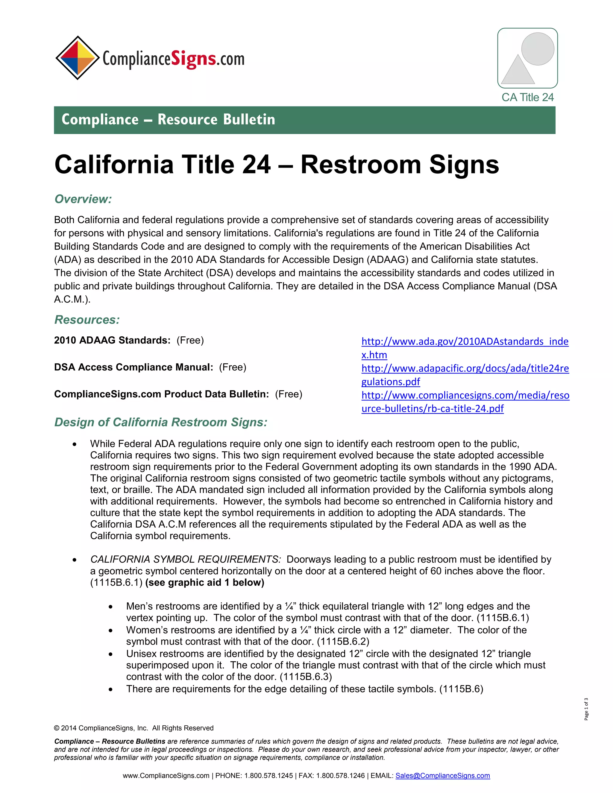 California Title 24 Restroom Sign Resources | PDF
