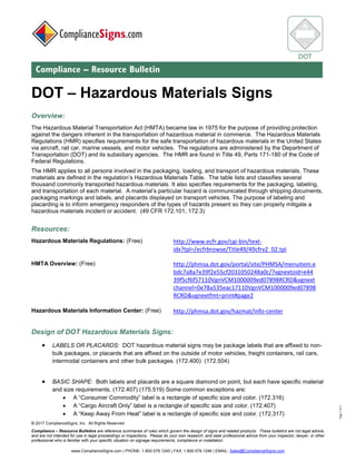 DOT - Hazardous Materials Sign Resources | PDF | Logistics and ...