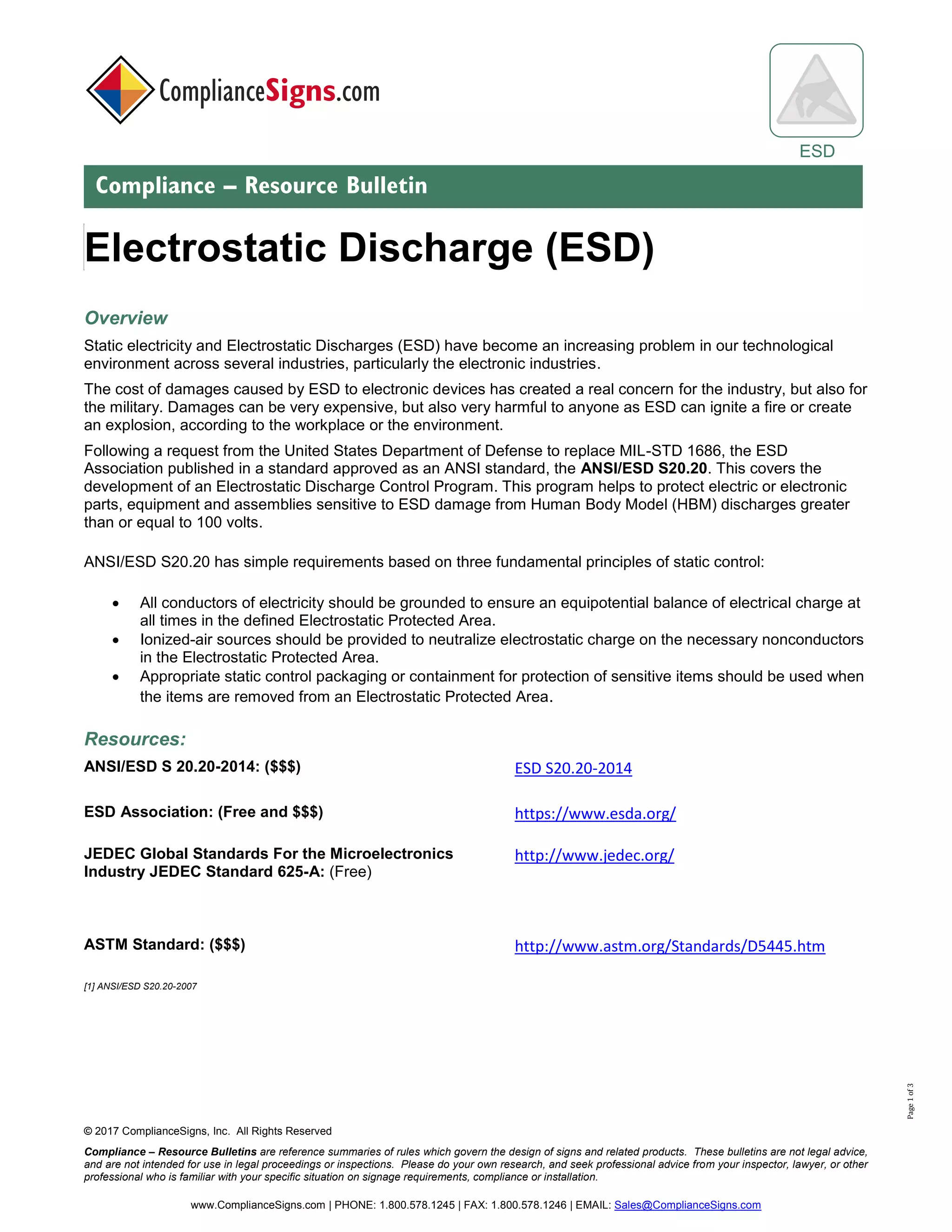 Electrostatic Discharge (ESD) Resources | PDF