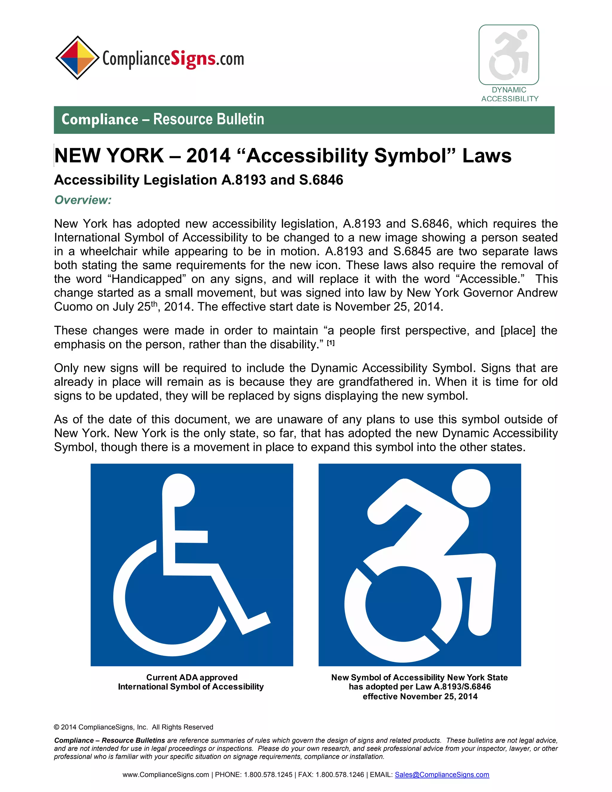 New York Accessibility Symbol Laws | PDF