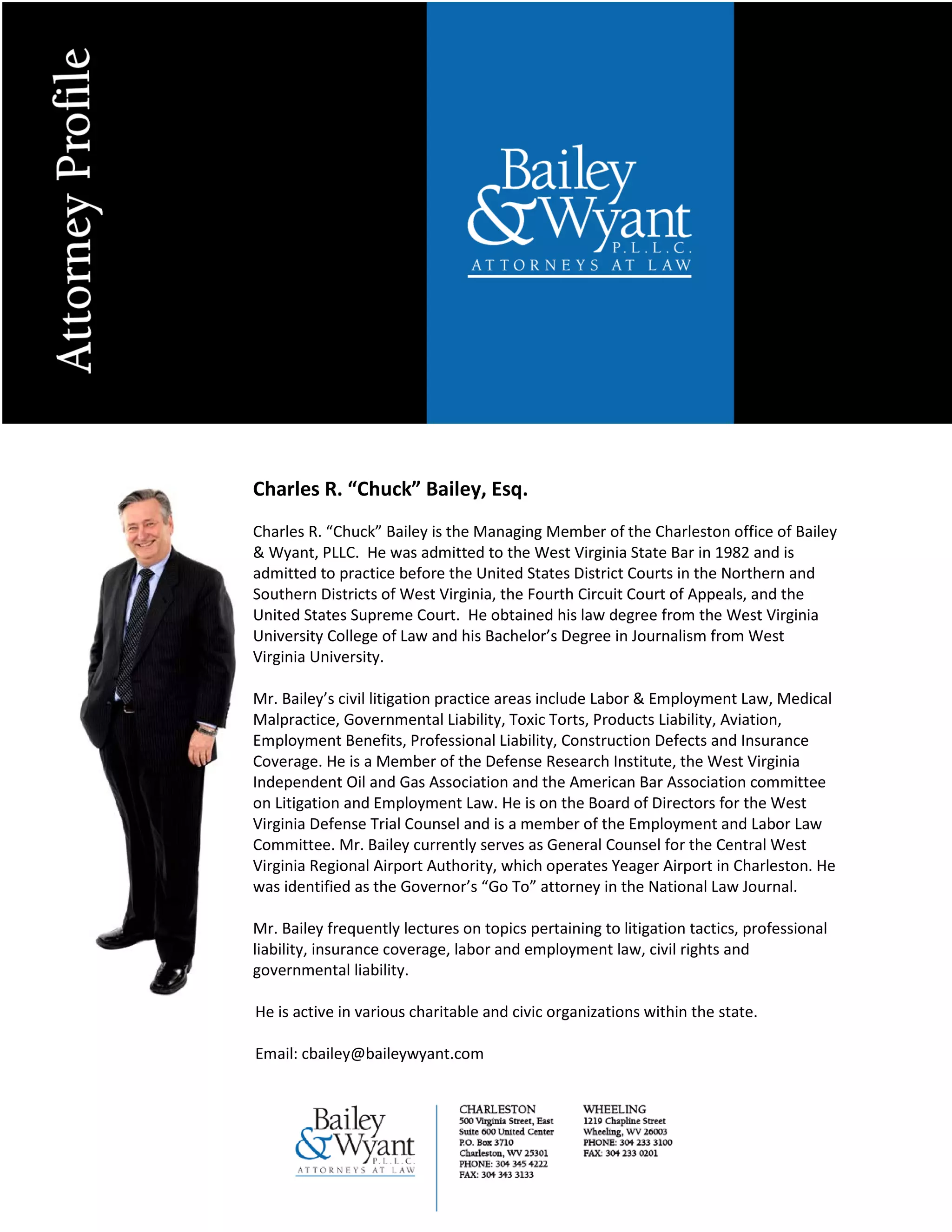 Charles R. Bailey Attorney Bio | PDF Charles R. Bailey Attorney Bio | PDF
