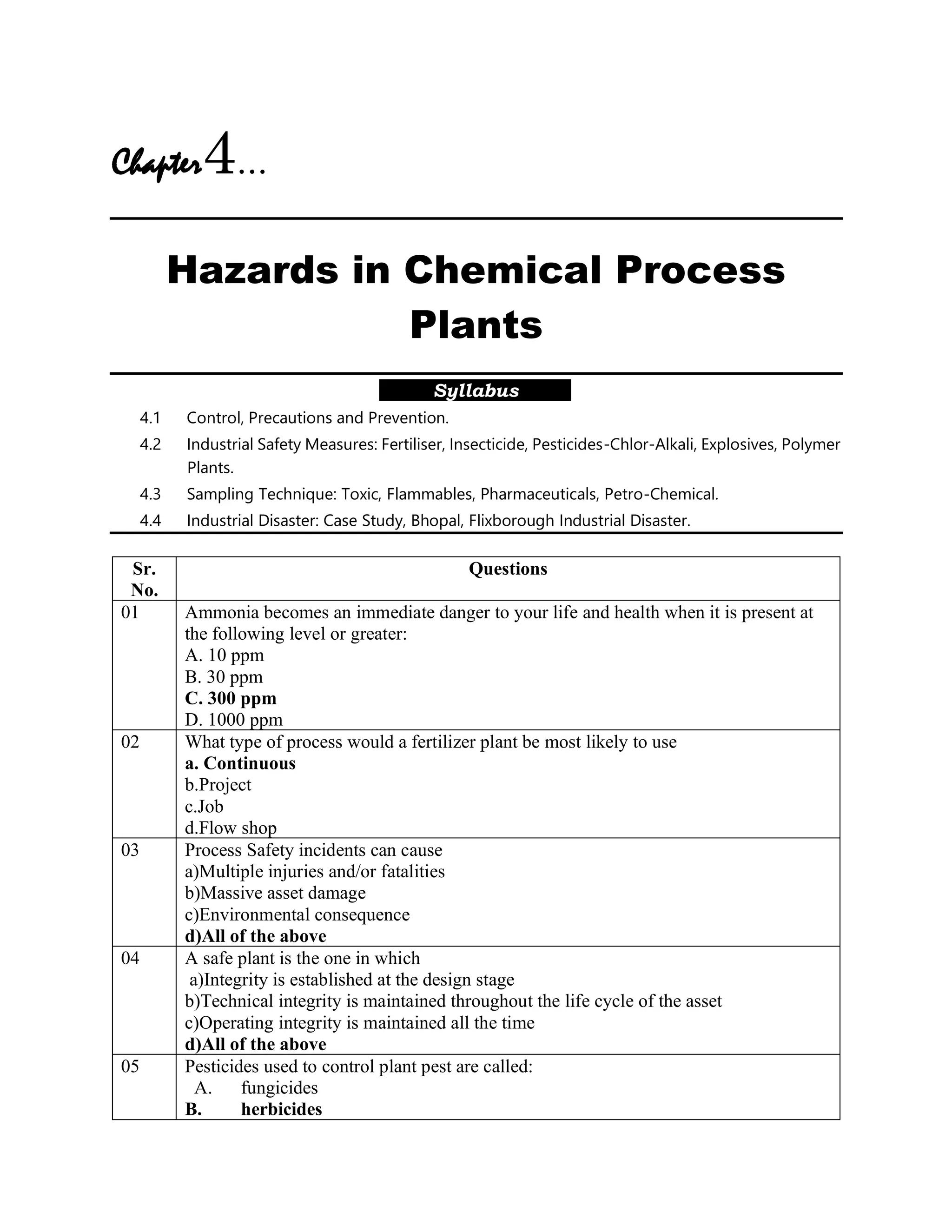 Hazards in chemical proocess plants | PDF