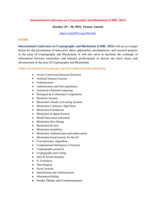 International Conference on Cryptography and Blockchain (CRBL 2021) | PDF