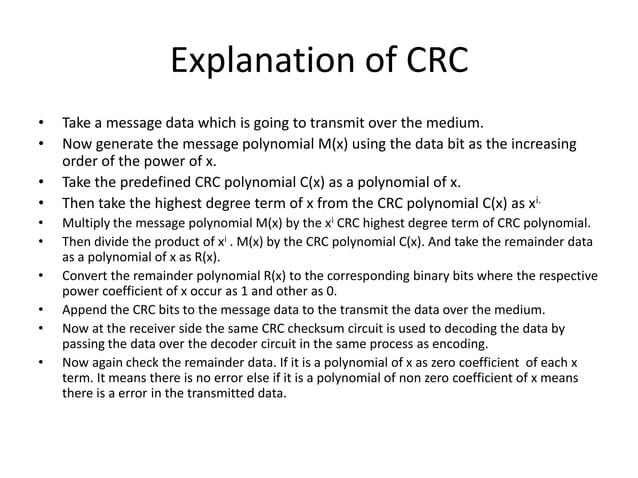 CRC Error coding technique CRC Error coding technique