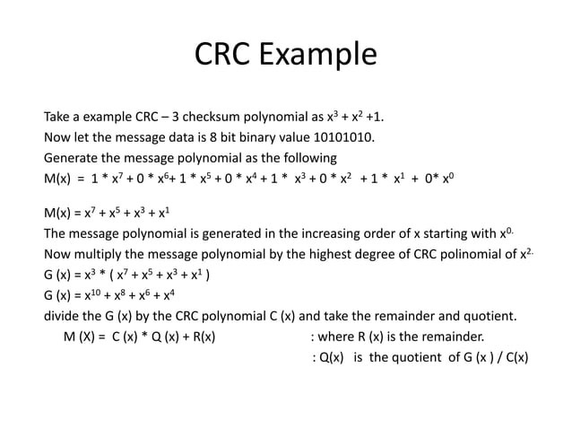 CRC Error coding technique CRC Error coding technique