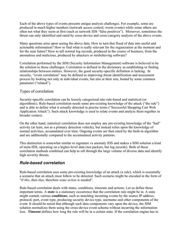 Security Event Analysis Through Correlation | DOC | Information and ...