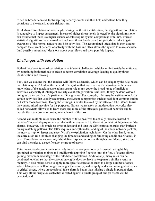 Security Event Analysis Through Correlation | DOC | Information and Network Security | Computing