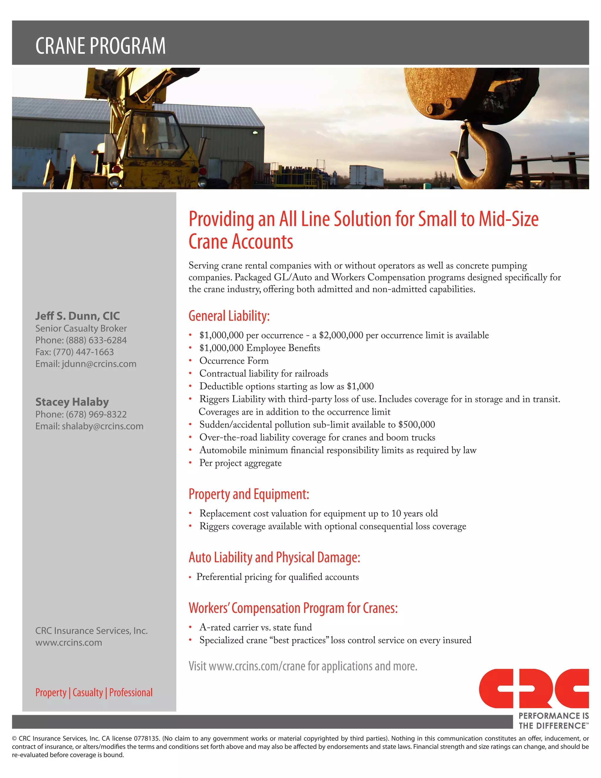 Crc Crane Program Dunn Revised | PDF | Motor Insurance | Insurance