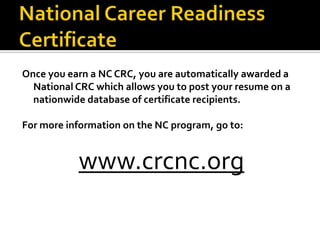 Career Readiness Certificate | PPTX