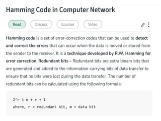 CRC_HAMMING code generation in computer networks | PPT