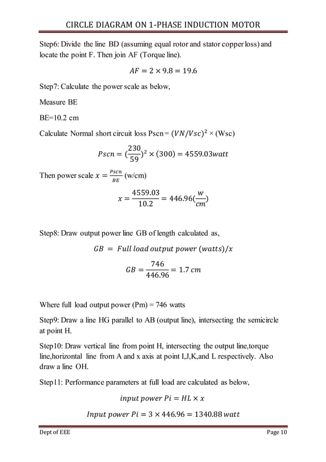 CIRCLE DIAGRAM ON 1-PHASE INDUCTION MOTOR | DOCX | Physics | Science