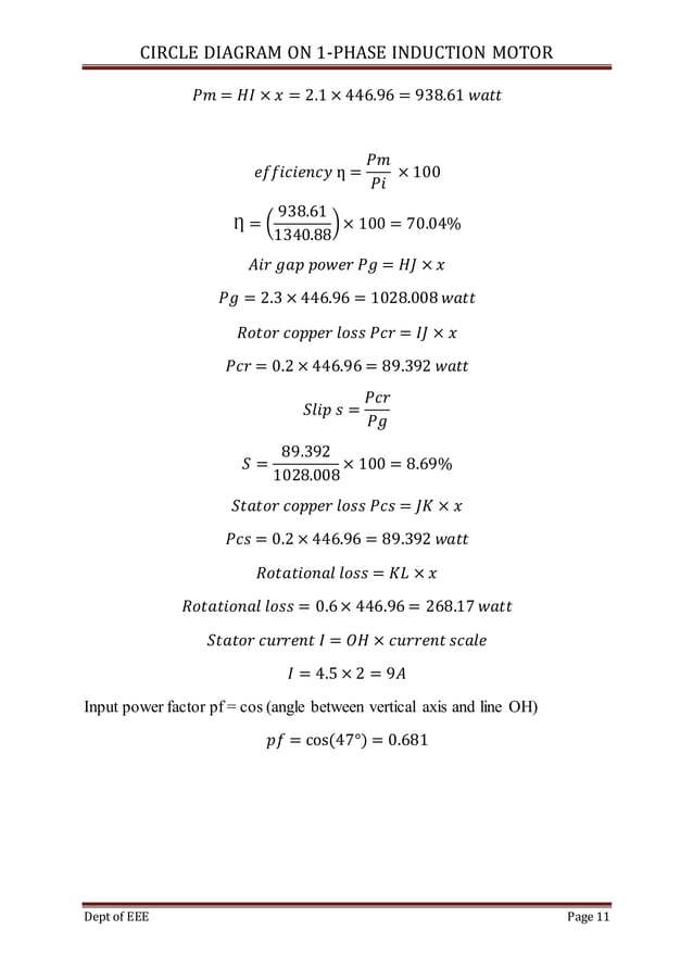 CIRCLE DIAGRAM ON 1-PHASE INDUCTION MOTOR | DOCX | Physics | Science