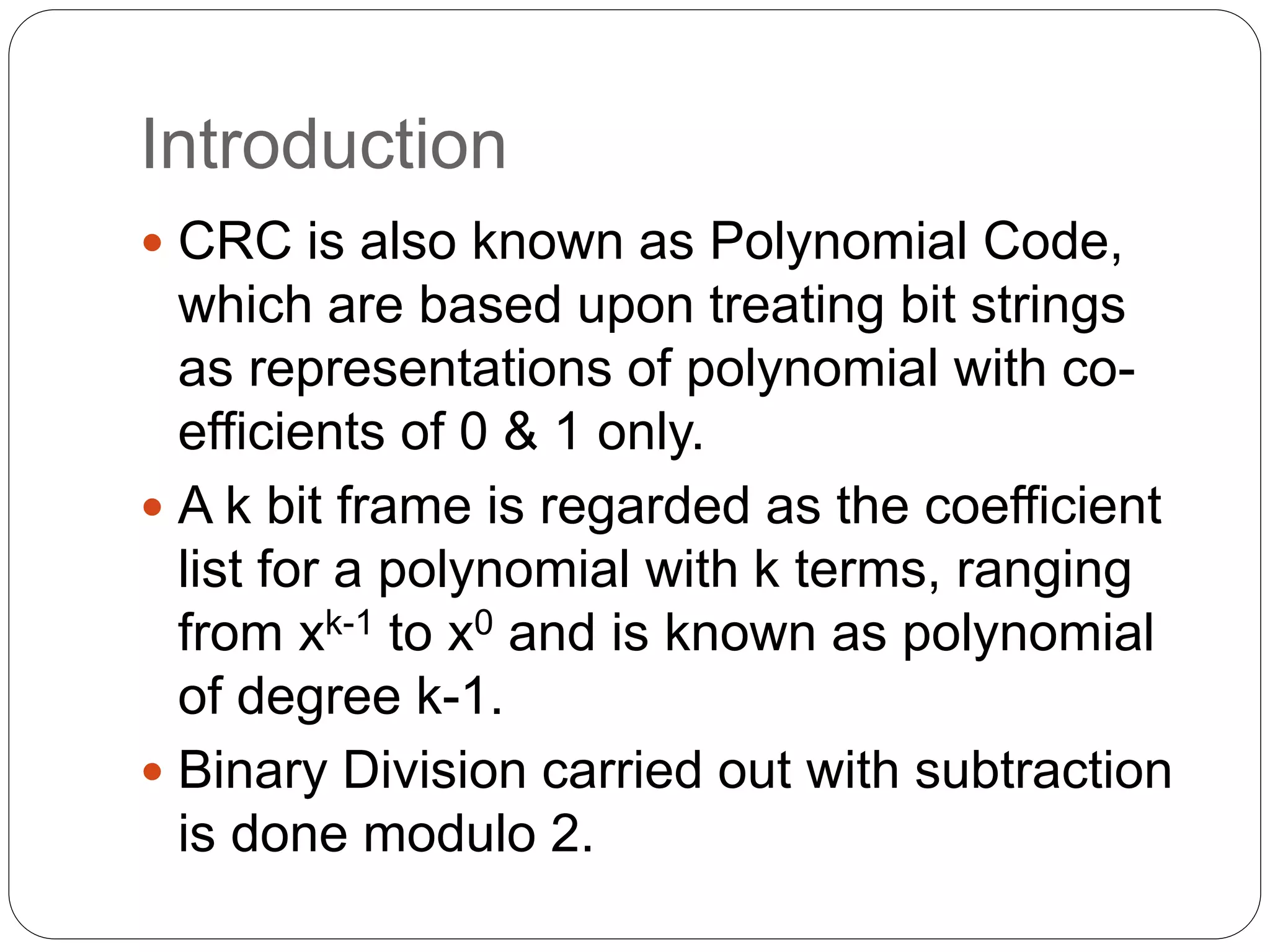 Cyclic Redundancy Check | PPTX | Programming Languages | Computing