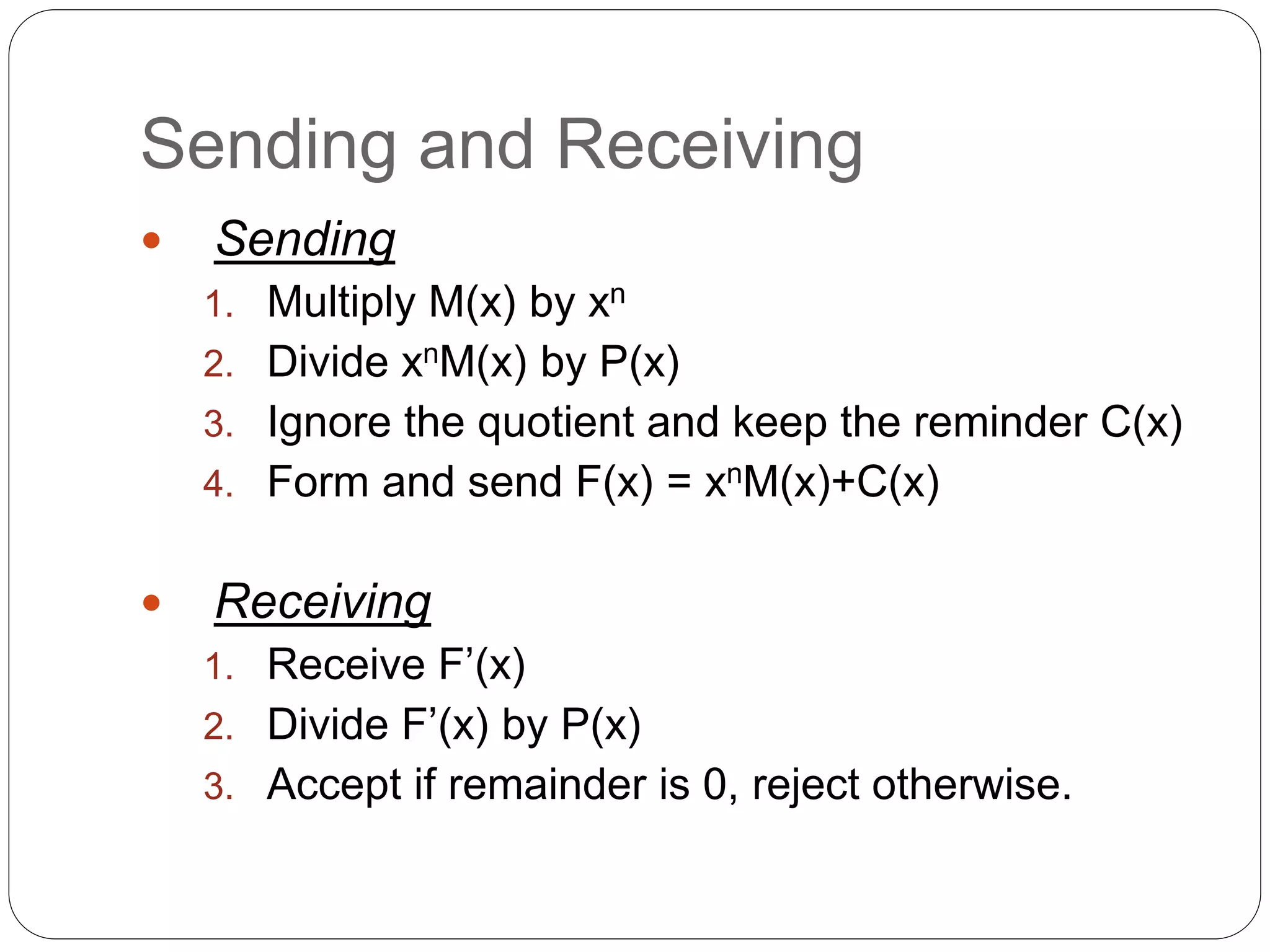 Cyclic Redundancy Check | PPTX | Programming Languages | Computing