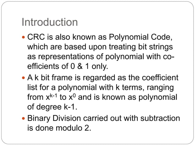 Cyclic Redundancy Check | PPTX | Programming Languages | Computing