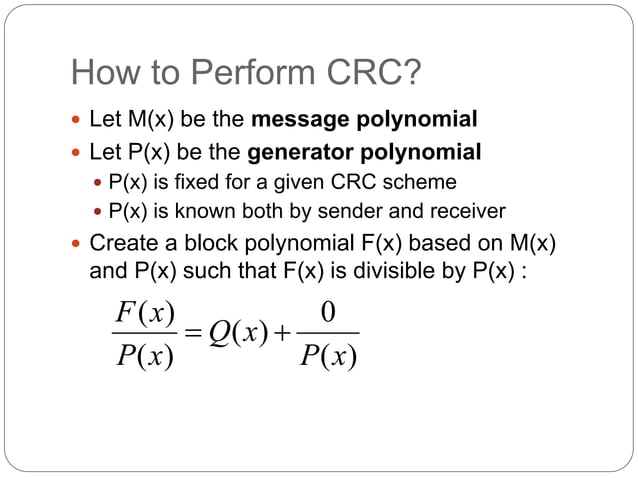 Cyclic Redundancy Check | PPTX | Programming Languages | Computing