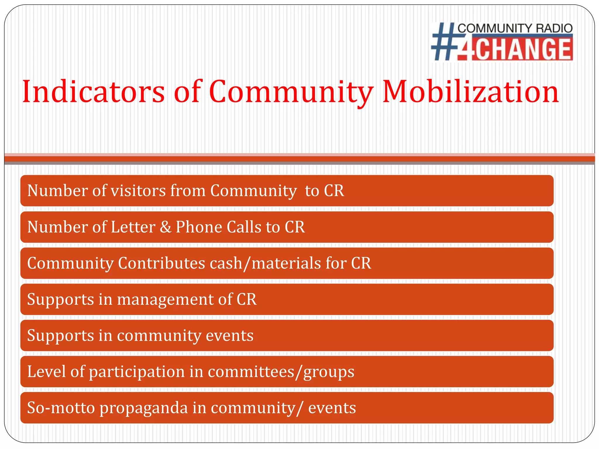Community Radio: community mobilization and capacity building | PPTX