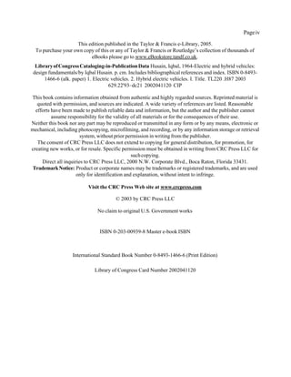 Crc press electric and hybrid vehicles design fundamentals - i. husain ...