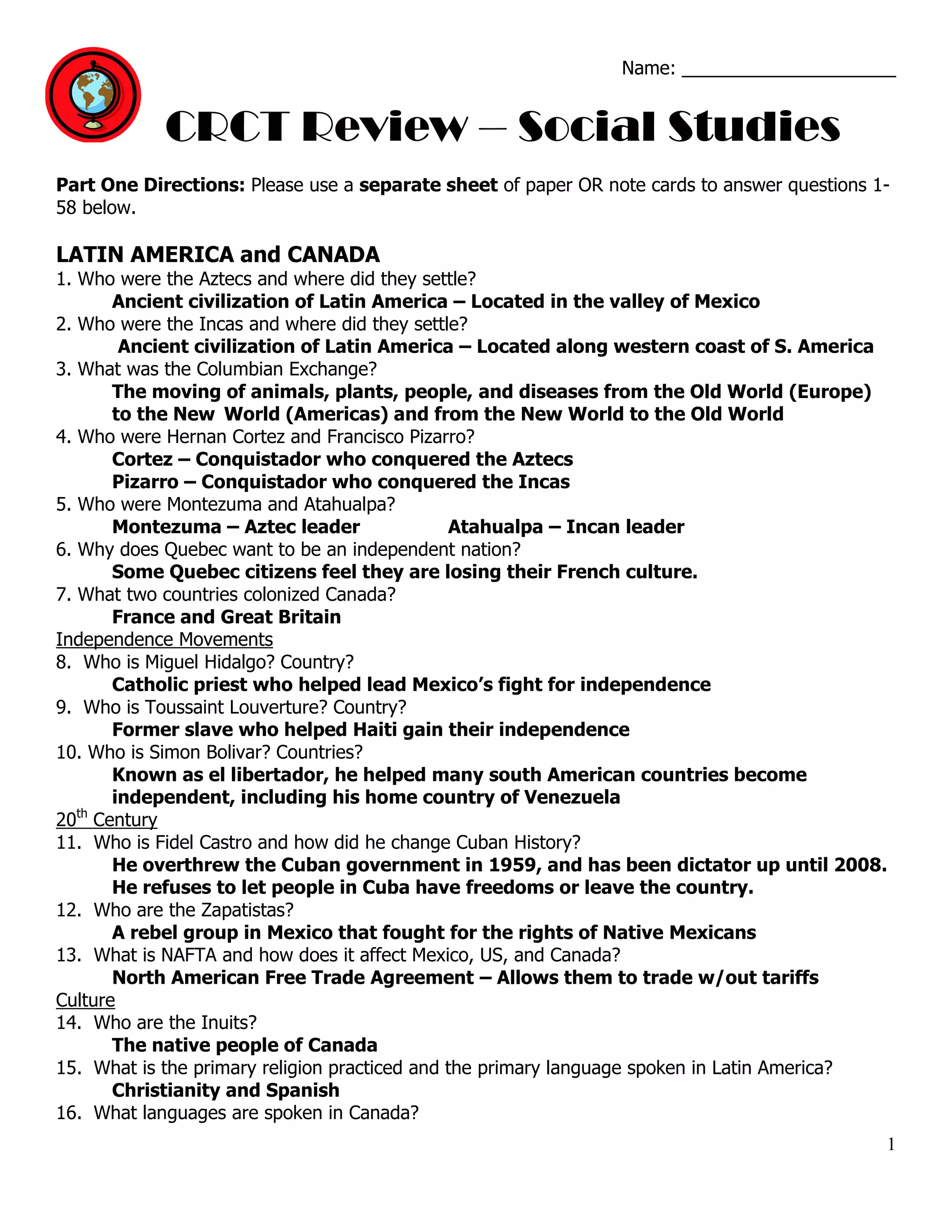 Crct review packet answers | DOCX