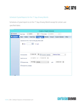 Software Features: CRD Crystal Reports Scheduler | PDF