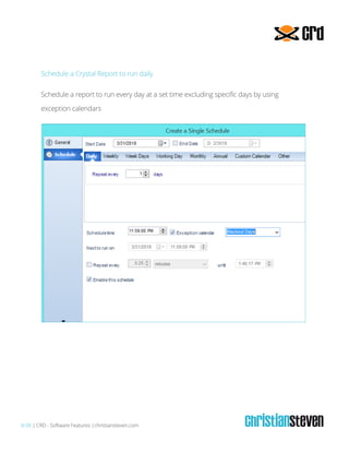 Software Features: CRD Crystal Reports Scheduler | PDF