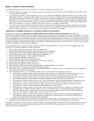 New York State Certificate of Relief From Disabilities | PDF