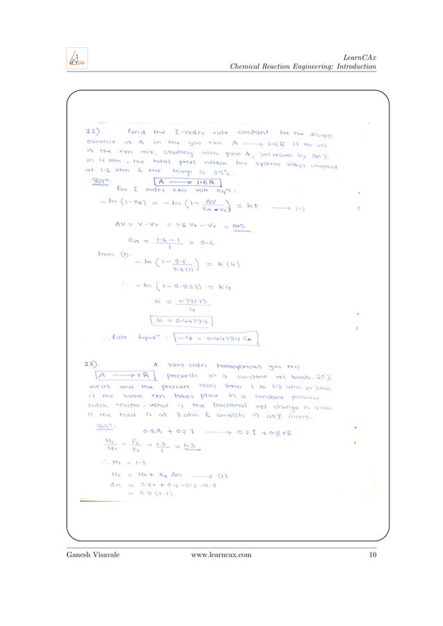 CRE Problems: Interpretation of Batch Reactor Data | PDF